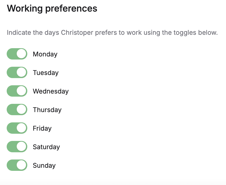 How do I set working preferences for my staff? – Sona Support