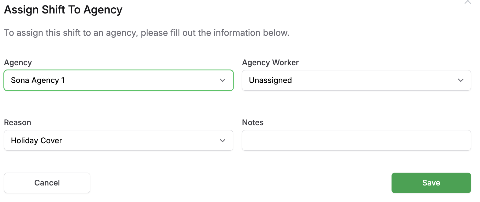 How do I assign shifts to a specific Agency? – Sona Support