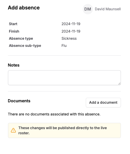 Logging absence sub-types – Sona Support