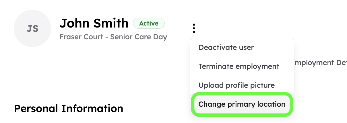 Changing an Employee's Primary Location – Sona Support